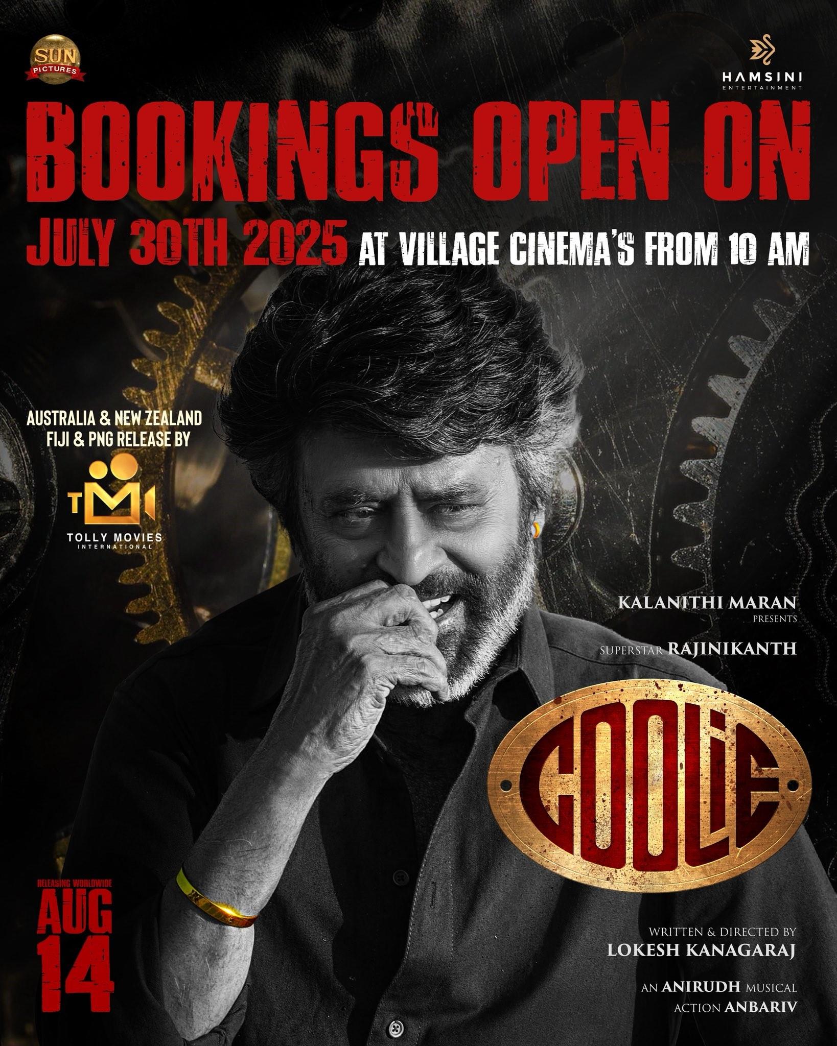 Coolie: Australia bookings for Rajinikanth's film open July 30, 2025! Tamil Movie, Music Reviews ...